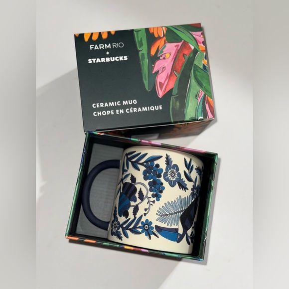FARM Rio | Dining | Farm Rio X Starbucks White Blue Ceramic Birds ...
